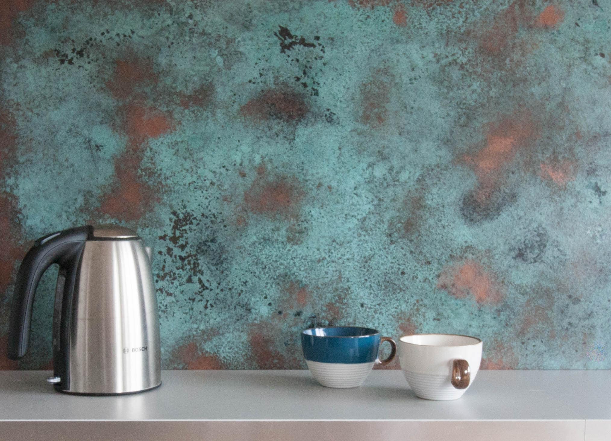 Kitchen Splashback Aged Copper Effect misty Blues | Etsy UK