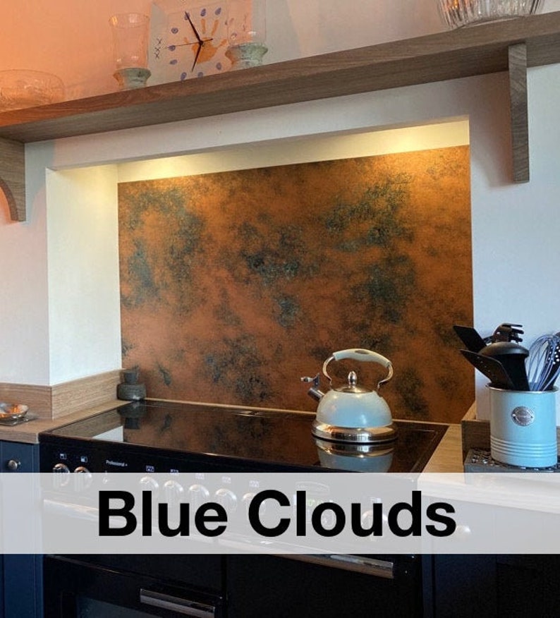 Kitchen Splashback Patina Copper Effect "blue Clouds" - Etsy