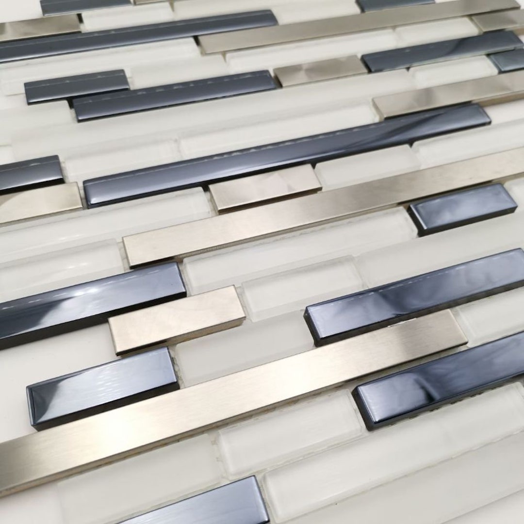 HKS003 1sqm Mosaic Tiles With Stainless Steel Mosaic Tiles Strips and ...