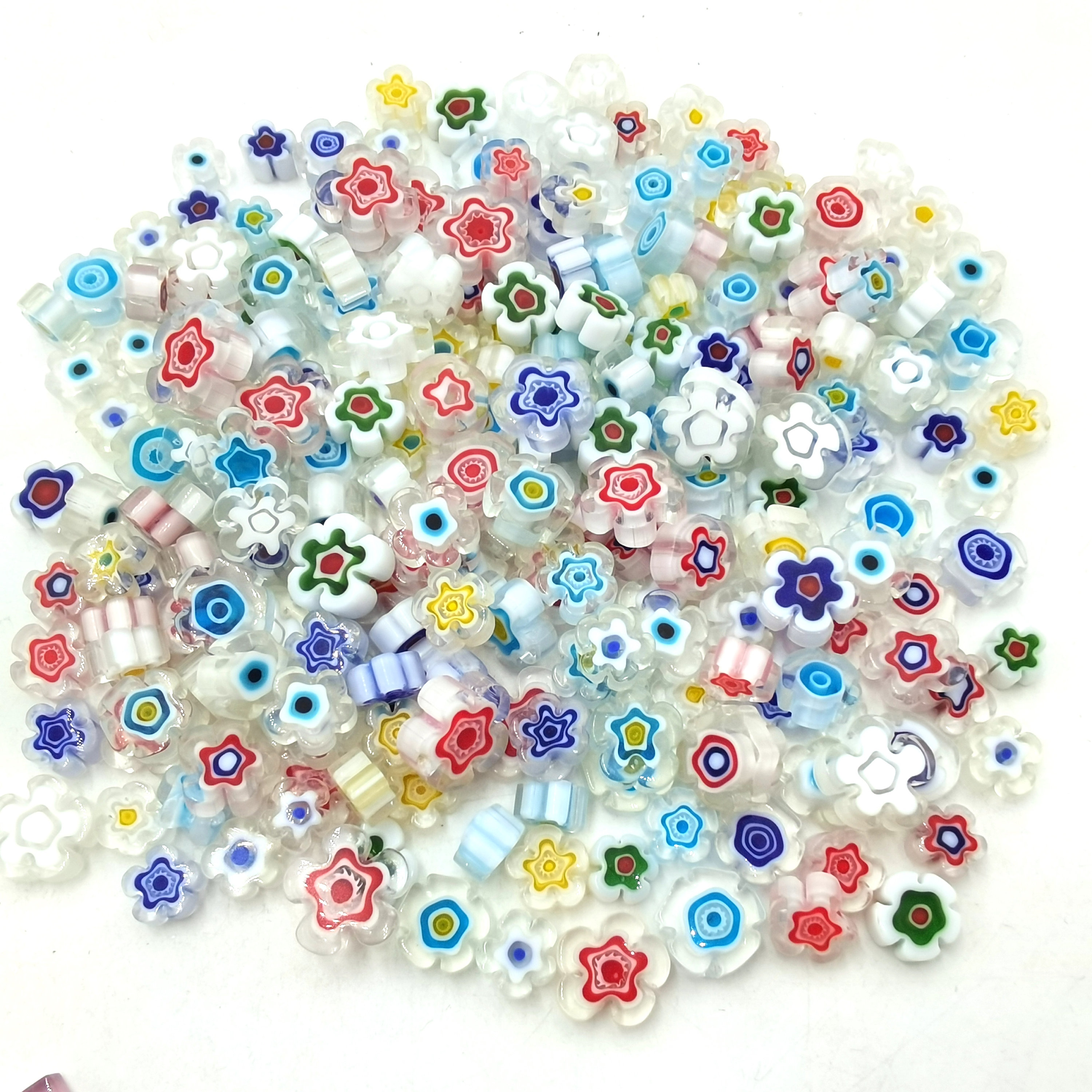 Flower Shape Millefiori Glass Mosaic Tiles 7-10mm 100g (approx. 110 ...