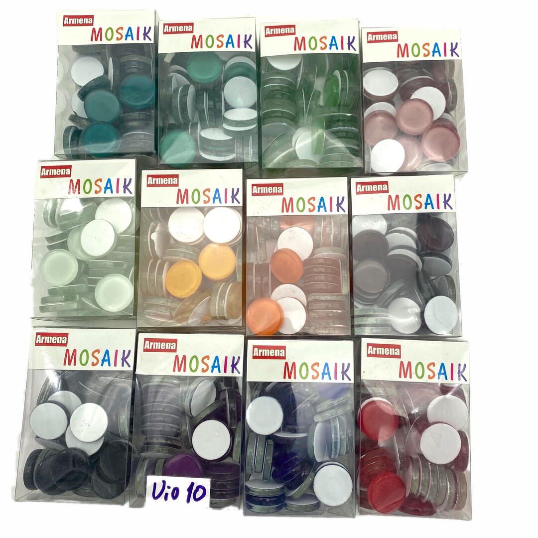 Round Glass Mosaic Tile 12 Colours Set Diameter 2 Cm Total 1.8kg About ...