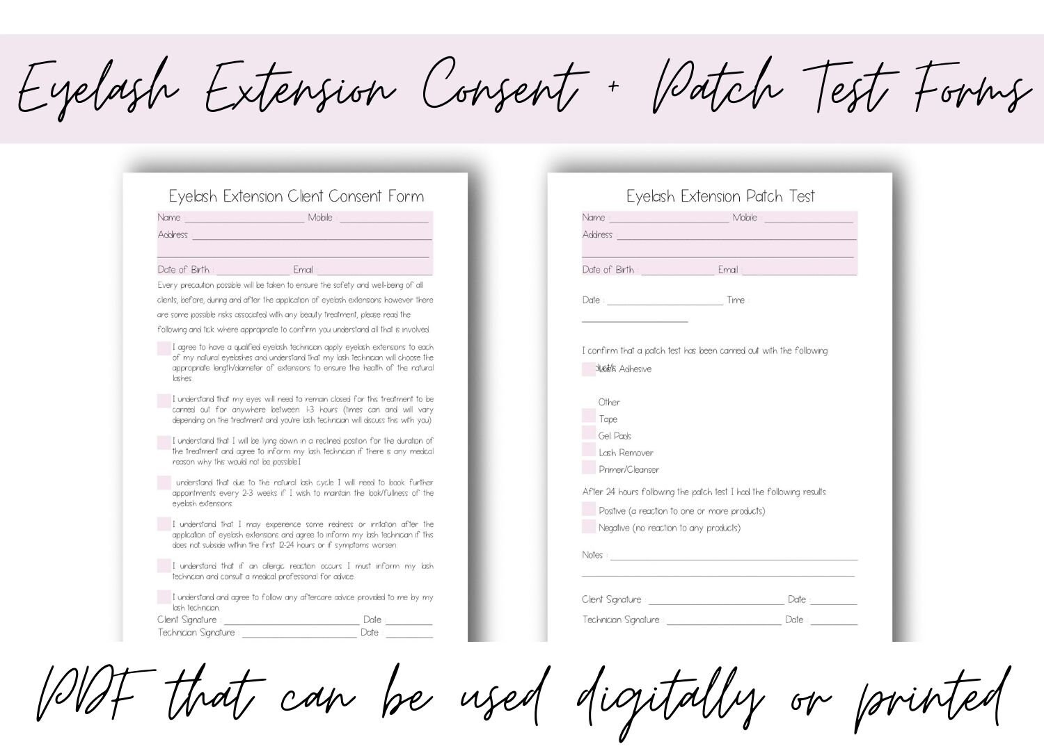 Printable Patch Test Disclaimer Form - Printable Forms Free Online