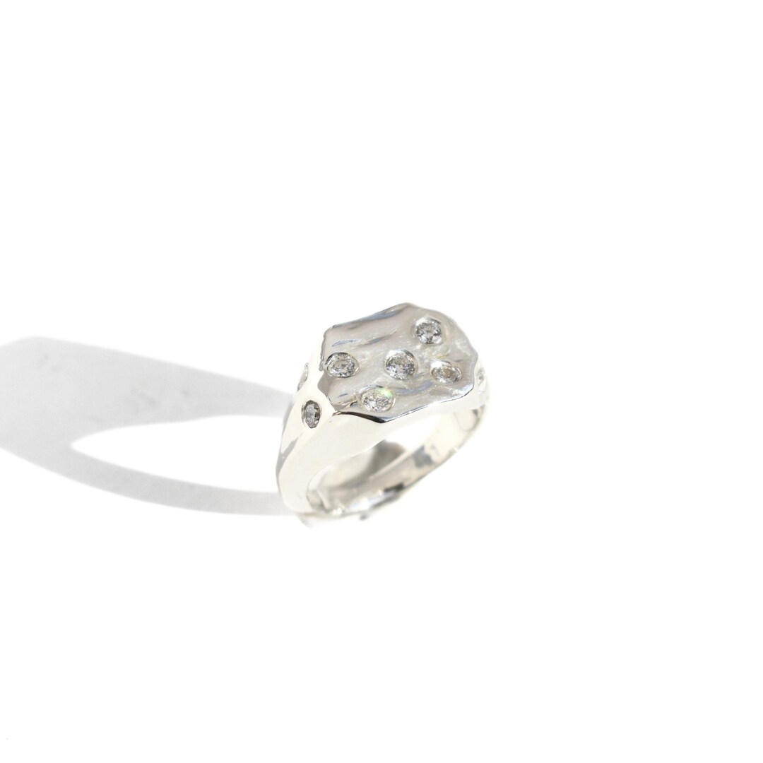 Sand Like Texture Signet Ring, Signet Ring With Diamond for Men and ...