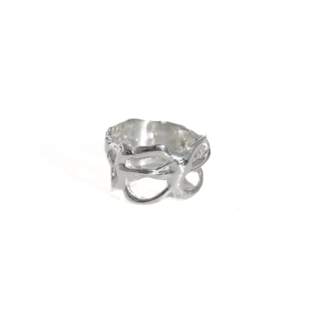 Melted Metal Silver Ring, Liquid Ring, Ornament Ring, Trendy Chunky ...