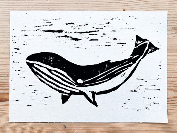 Humpback Whale Lino Cut Print | Etsy