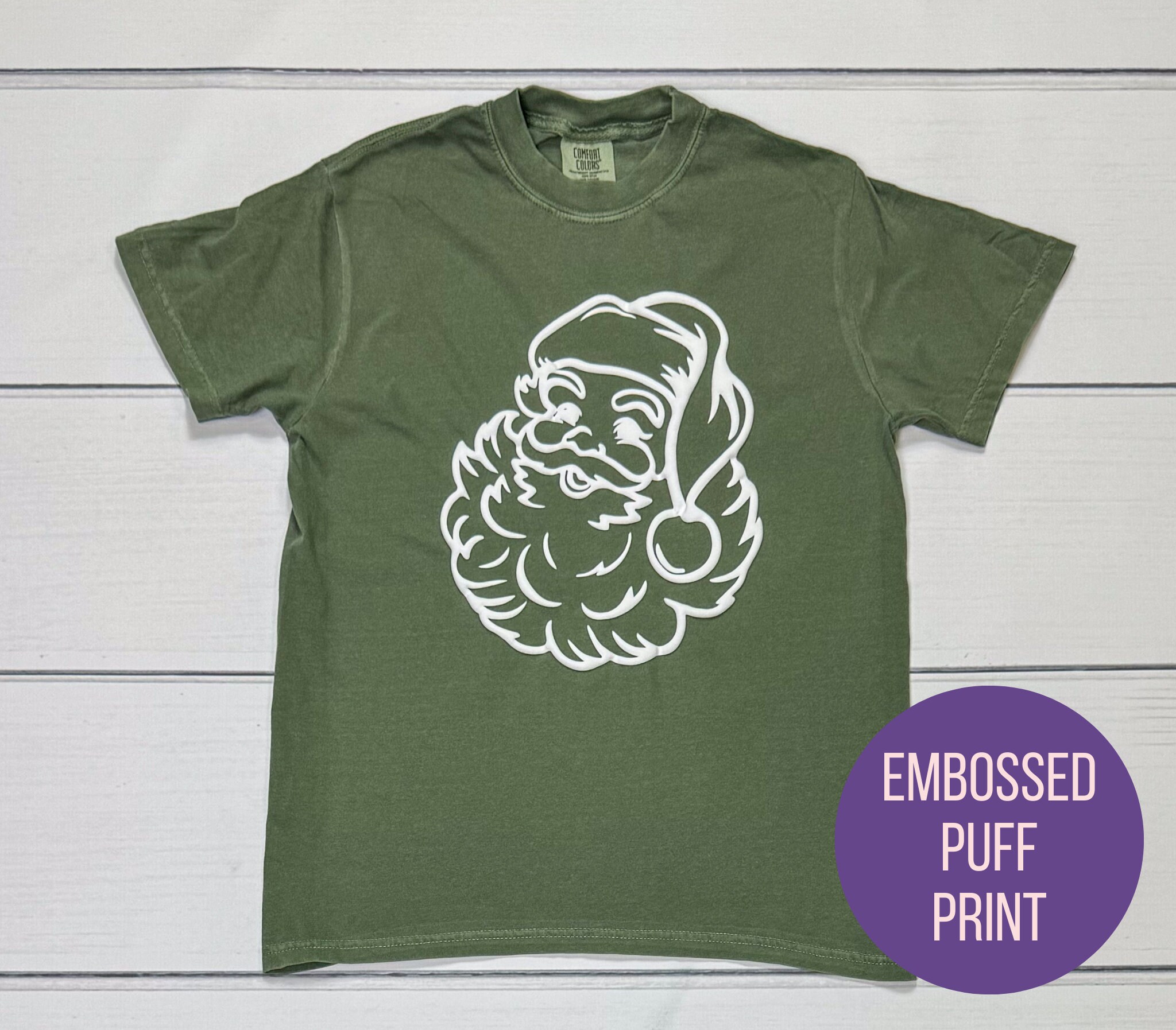 Puff Santa Shirt, Embossed Santa Shirt, Santa Comfort Colors Shirt ...