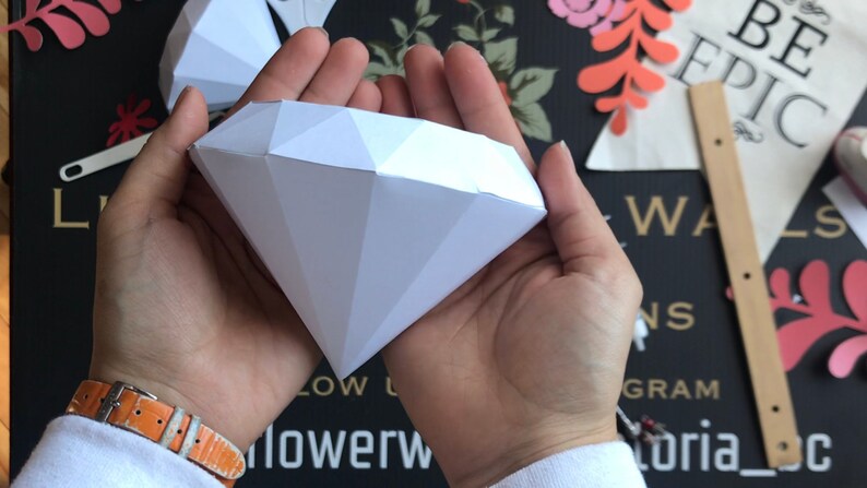 Papercraft Diamond, 3D Paper Model. Build Your Own Low Poly Paper ...