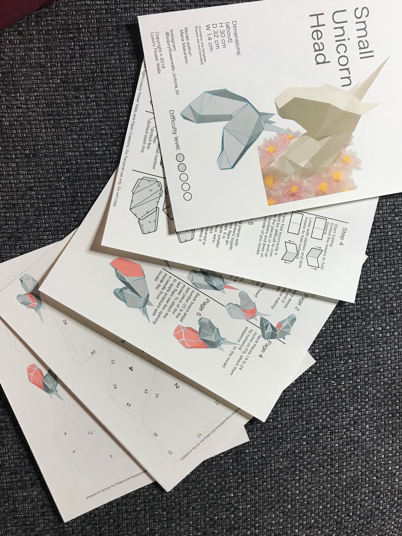 Papercraft Unicorn, 3D Paper Model. Build Your Own Low Poly Paper ...