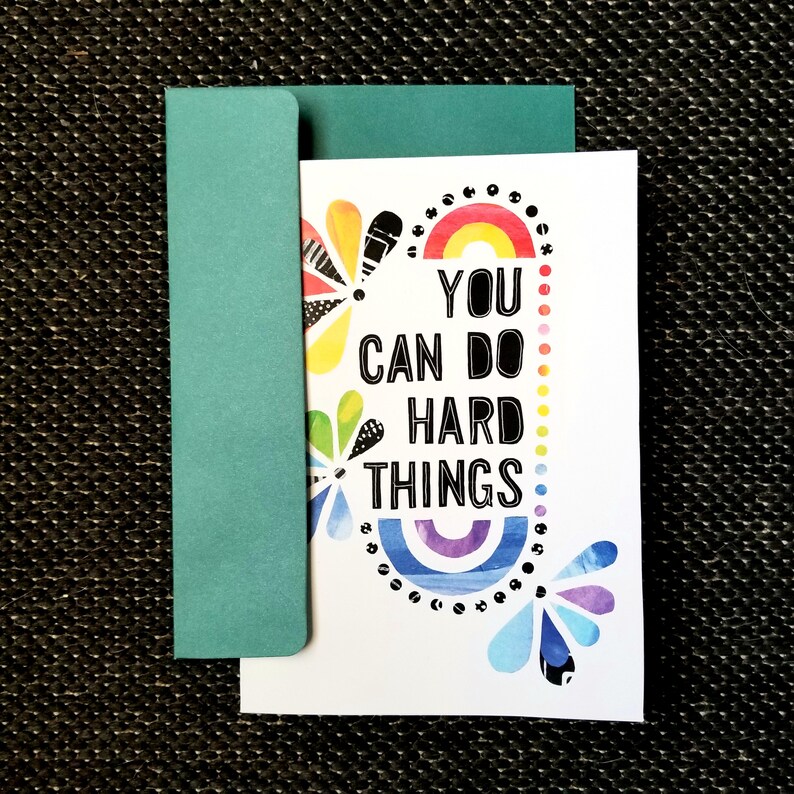 You Can Do Hard Things Card, Motivational Card, Rainbow Card ...