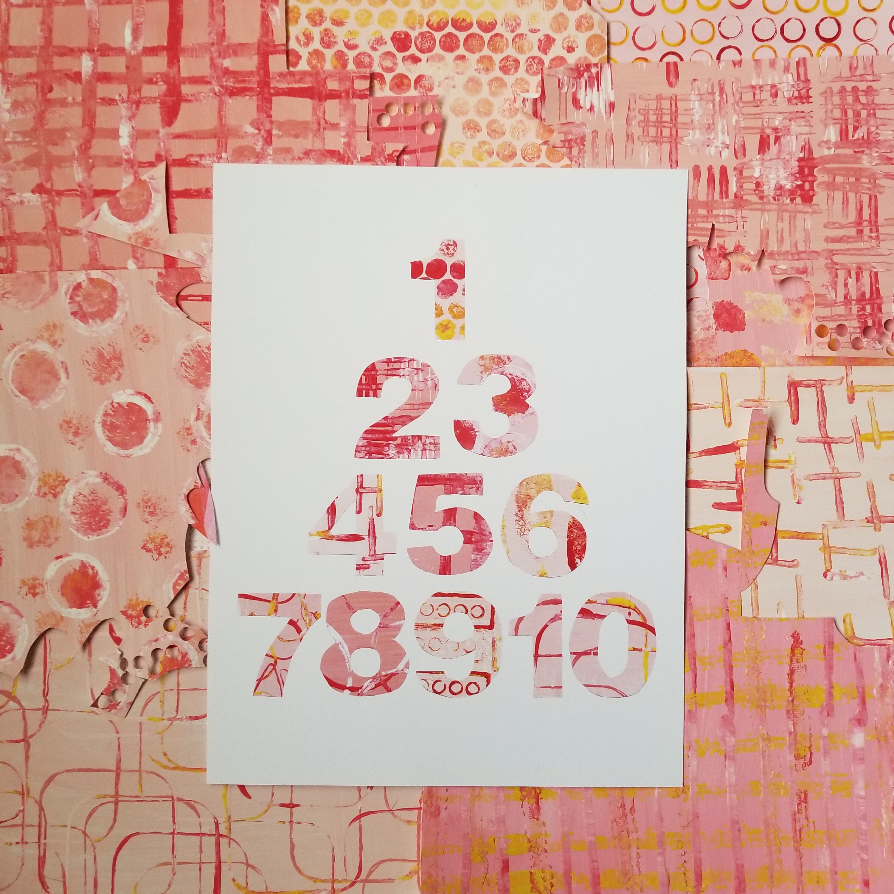 Pink Numbers Print, Modern Nursery Art, Pink Kids Room Art, Pink ...