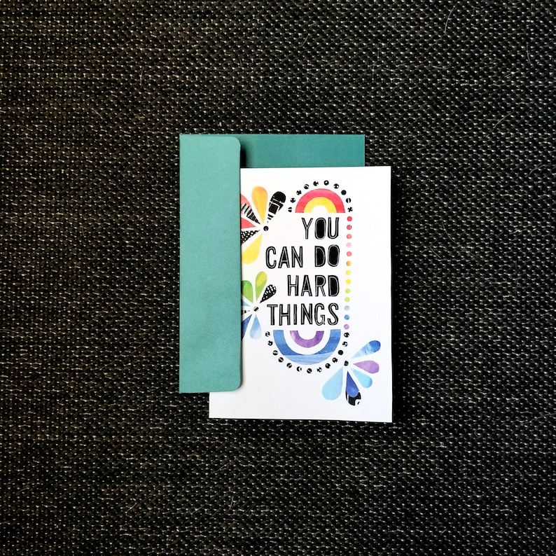 You Can Do Hard Things Card, Motivational Card, Rainbow Card ...