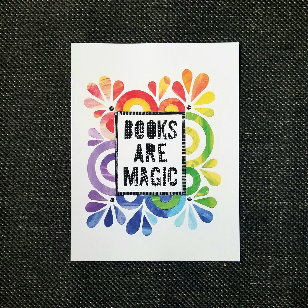 BOOKS ARE MAGIC Art, Reading Quote, Library Art Print, Library Decor ...