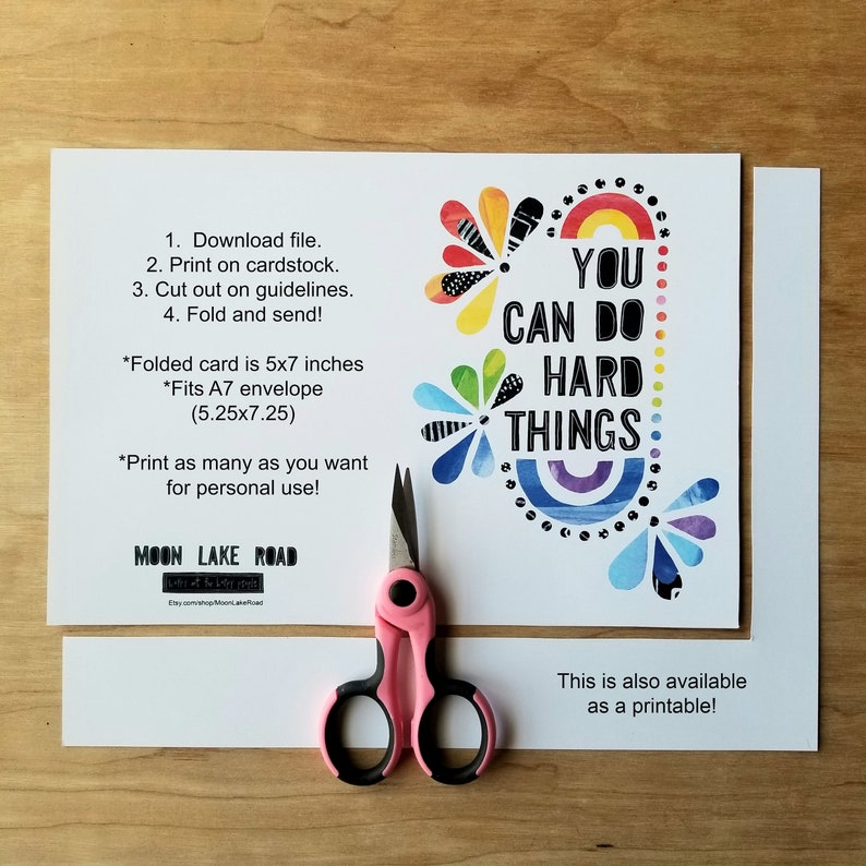 You Can Do Hard Things Card, Motivational Card, Rainbow Card ...