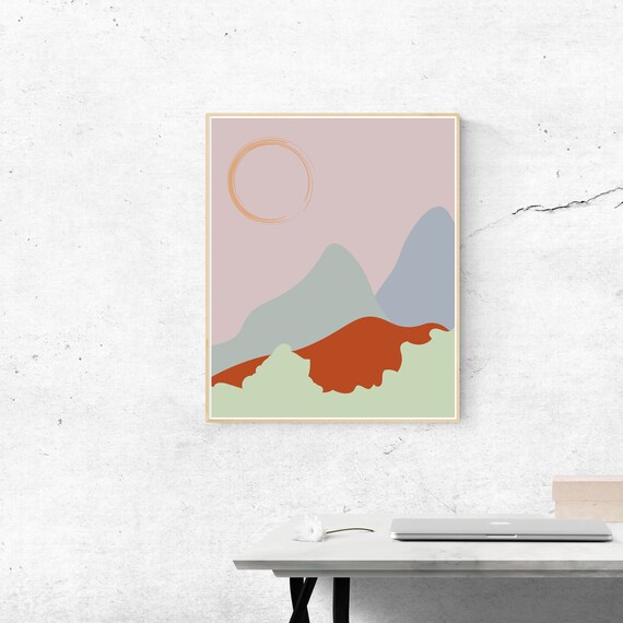 BOHO PRINTABLE ART Landscape With Pastel Colors - Etsy