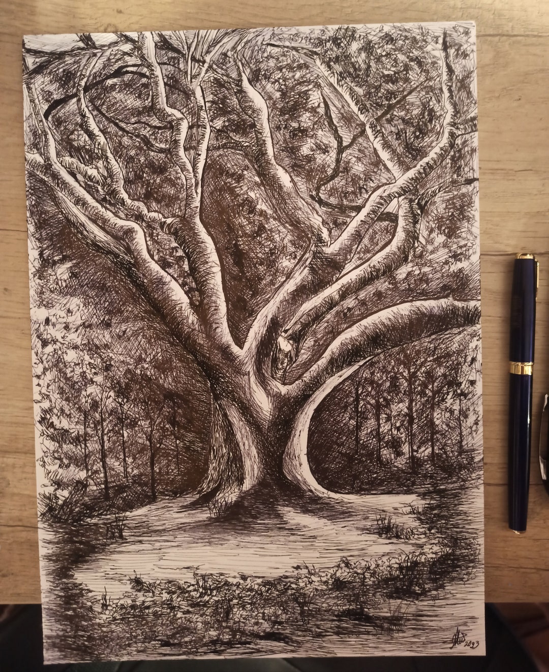 Tree Sketch With Pen - Etsy
