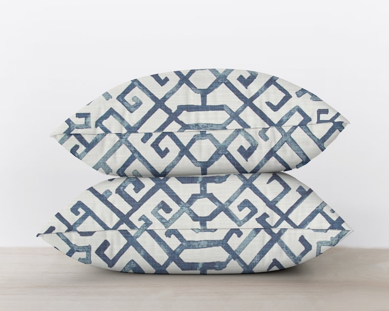 Geometric Blue and White Pillow Cover - Abstract Pillow - Indigo Navy ...