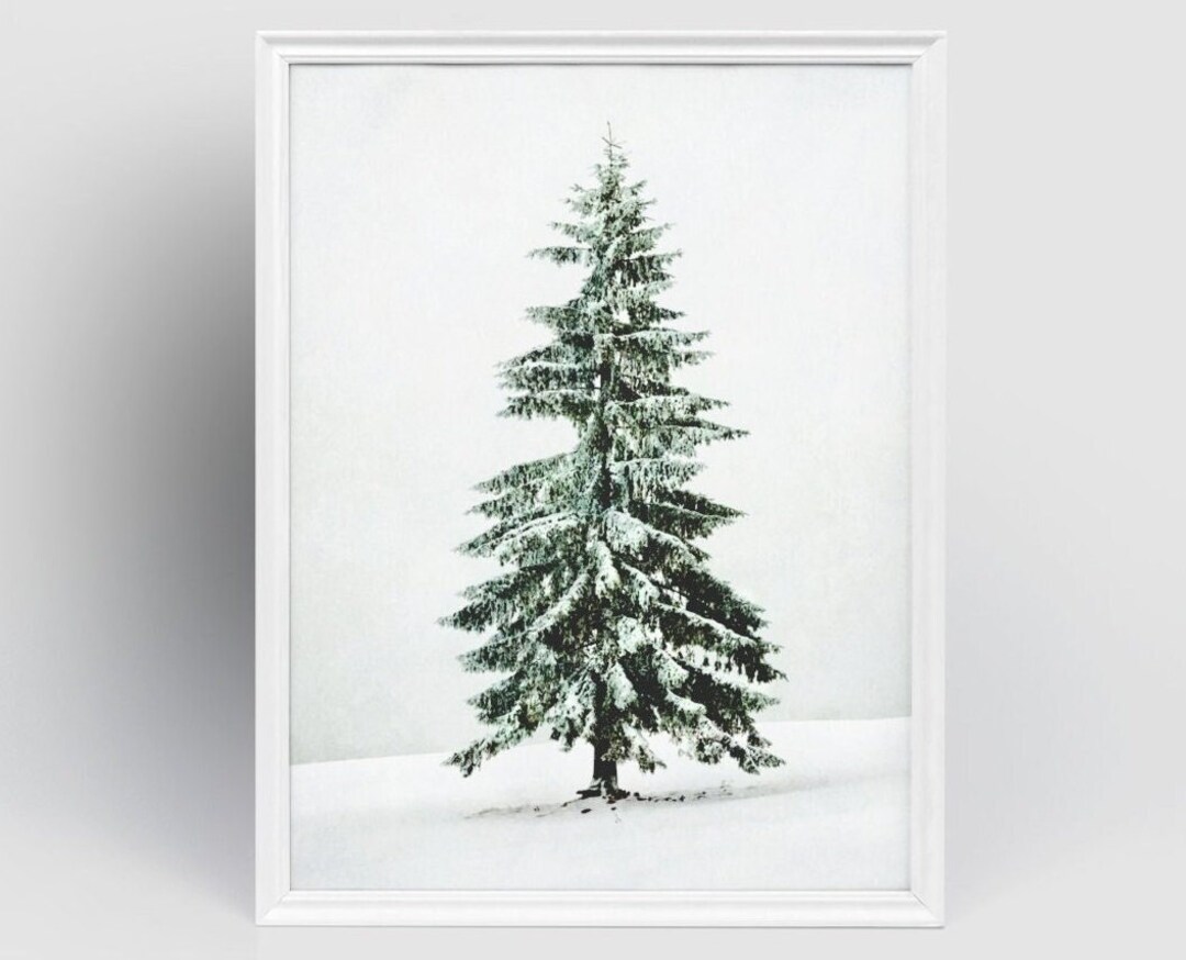 Winter Pine Tree Wall Art Holiday Wall Art Snowy Christmas - Etsy