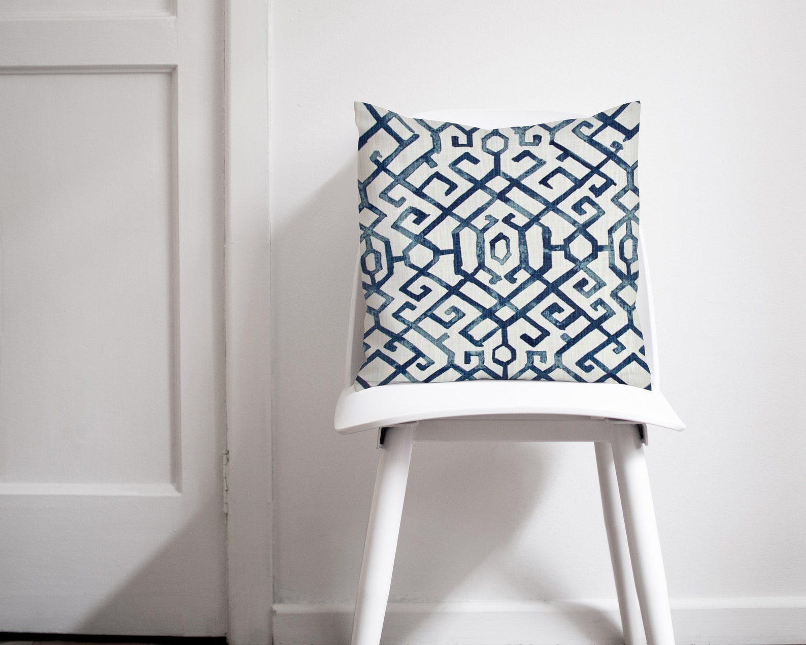 Geometric Blue and White Pillow Cover - Abstract Pillow - Indigo Navy ...