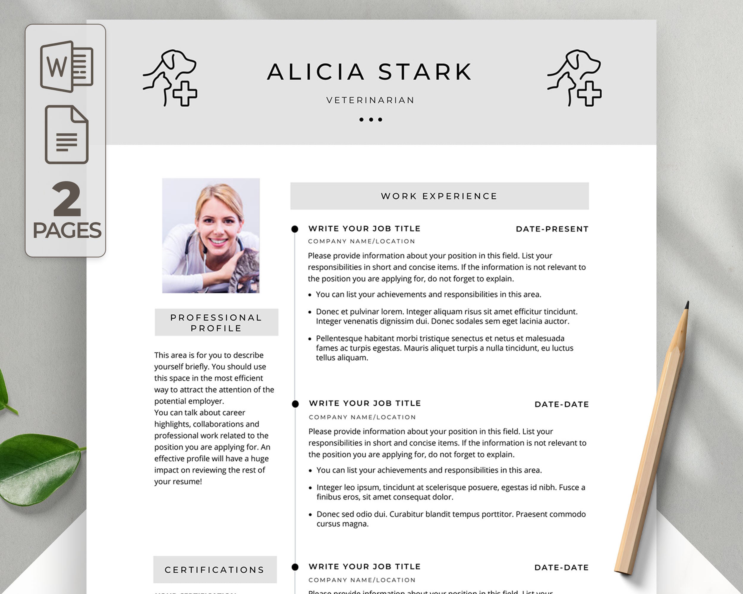 Modèle de CV vétérinaire, Modèle de CV créatif professionnel / moderne ...