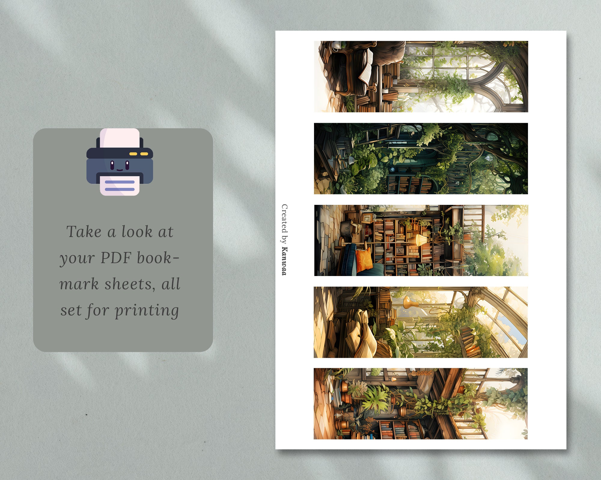 Printable Botanical Bookmarks, Floral Artistic Stylish Bookmarks for ...