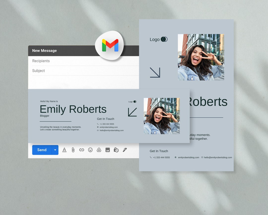 Vertical/horizontal Email/gmail Signature Template With Logo/photo ...
