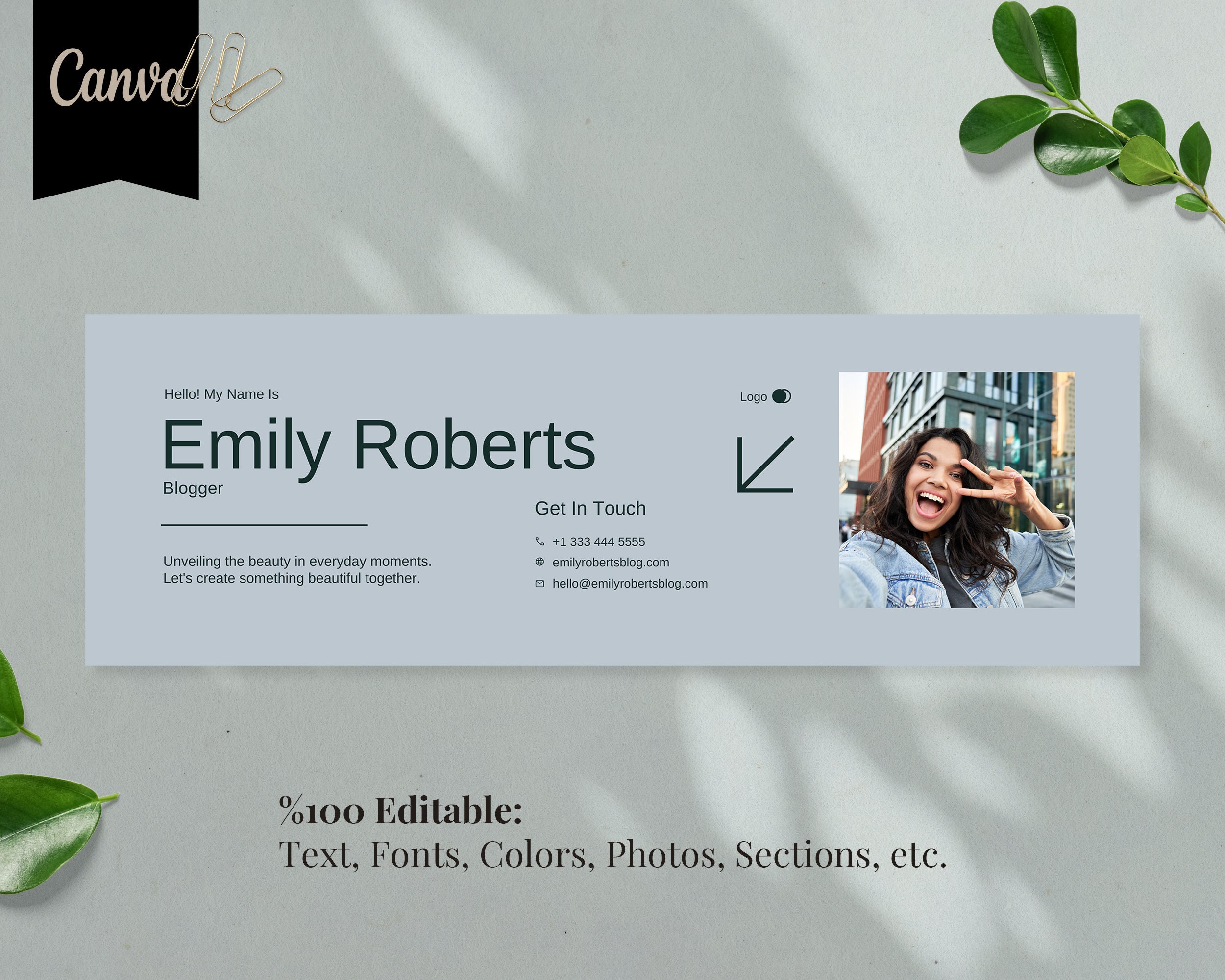 Vertical/horizontal Email/gmail Signature Template With Logo/photo ...
