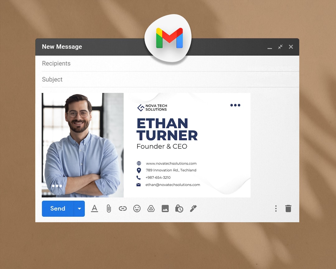 CEO Email/gmail Signature Template With Logo/photo, Editable Canva ...