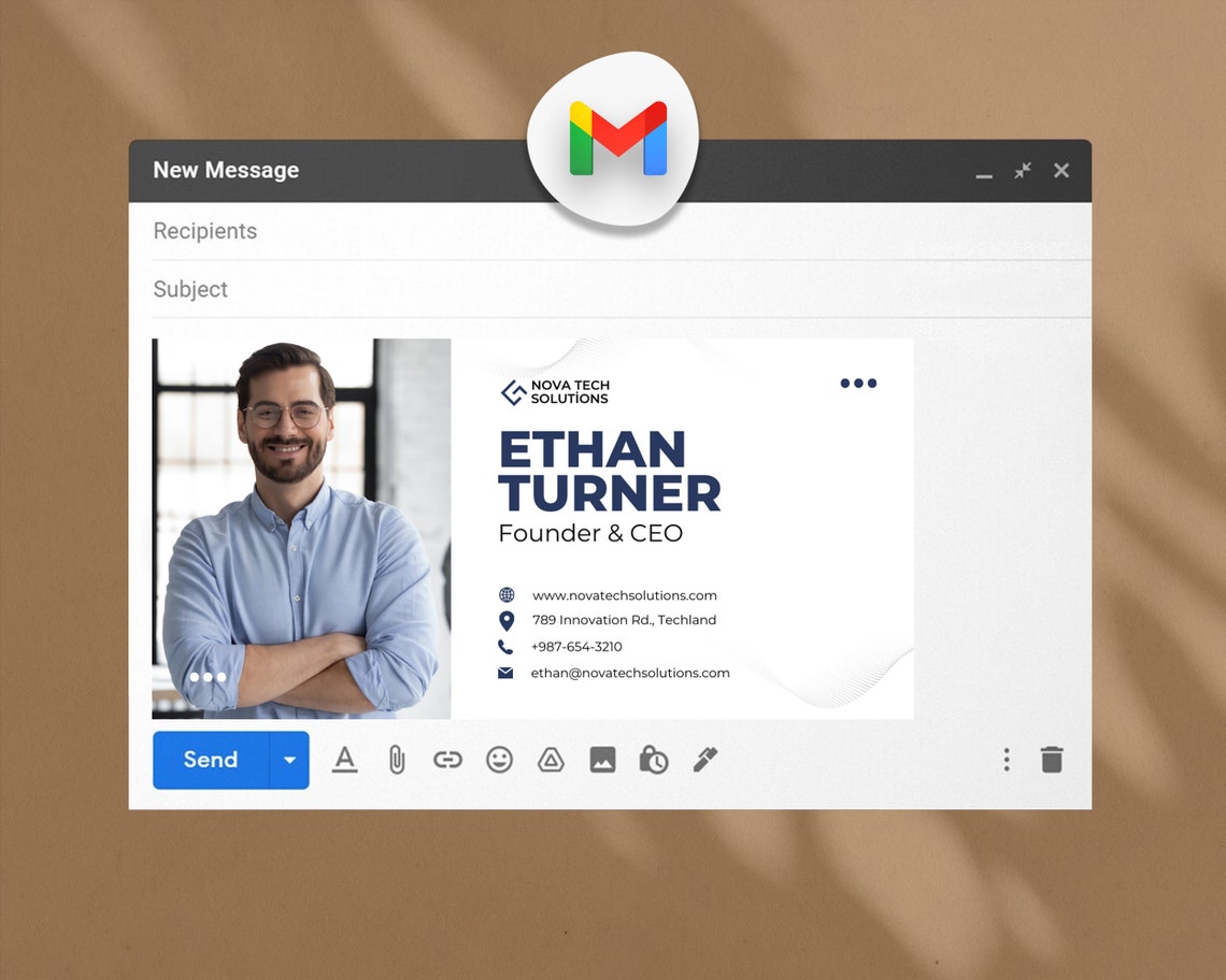CEO Email/gmail Signature Template With Logo/photo, Editable Canva ...