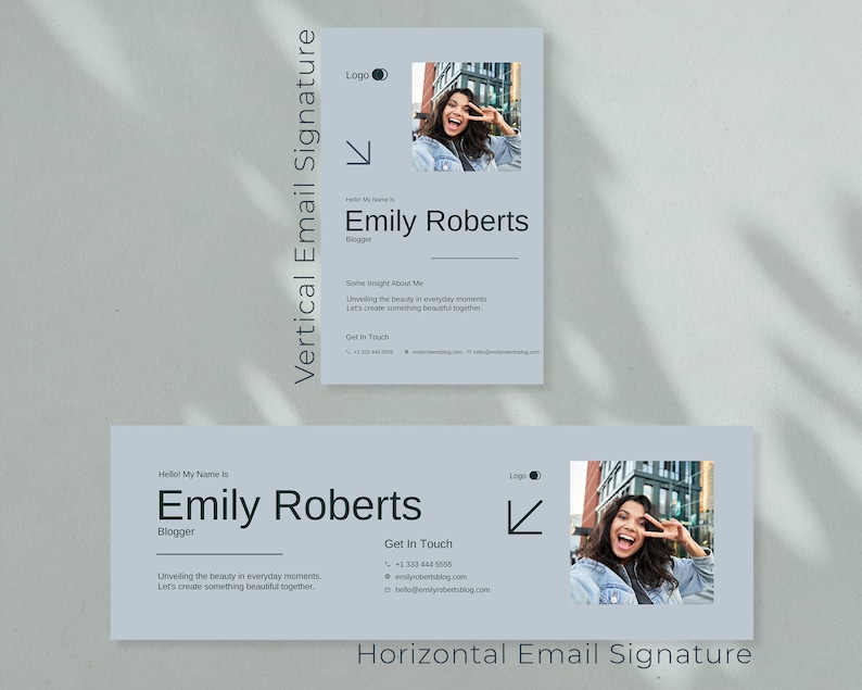 Vertical/horizontal Email/gmail Signature Template With Logo/photo ...