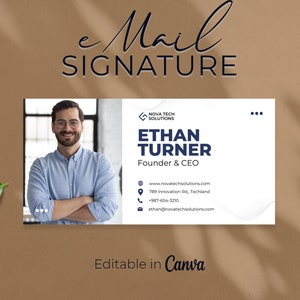 CEO Email/gmail Signature Template With Logo/photo, Editable Canva ...