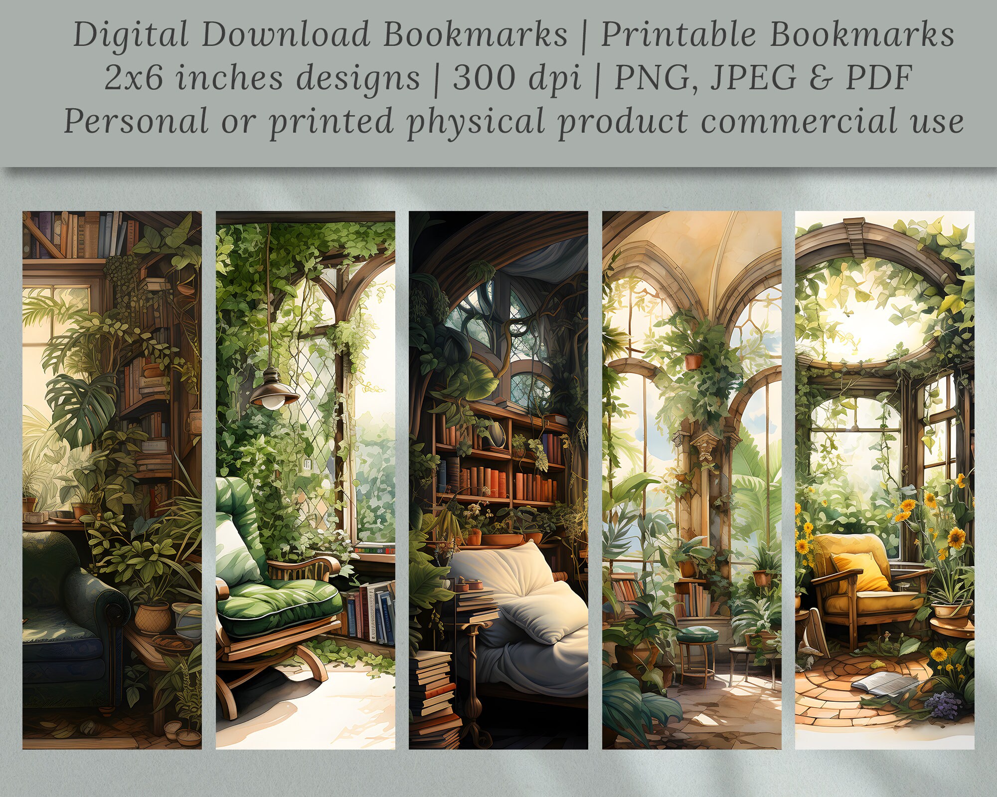 Printable Botanical Bookmarks, Floral Artistic Stylish Bookmarks for ...