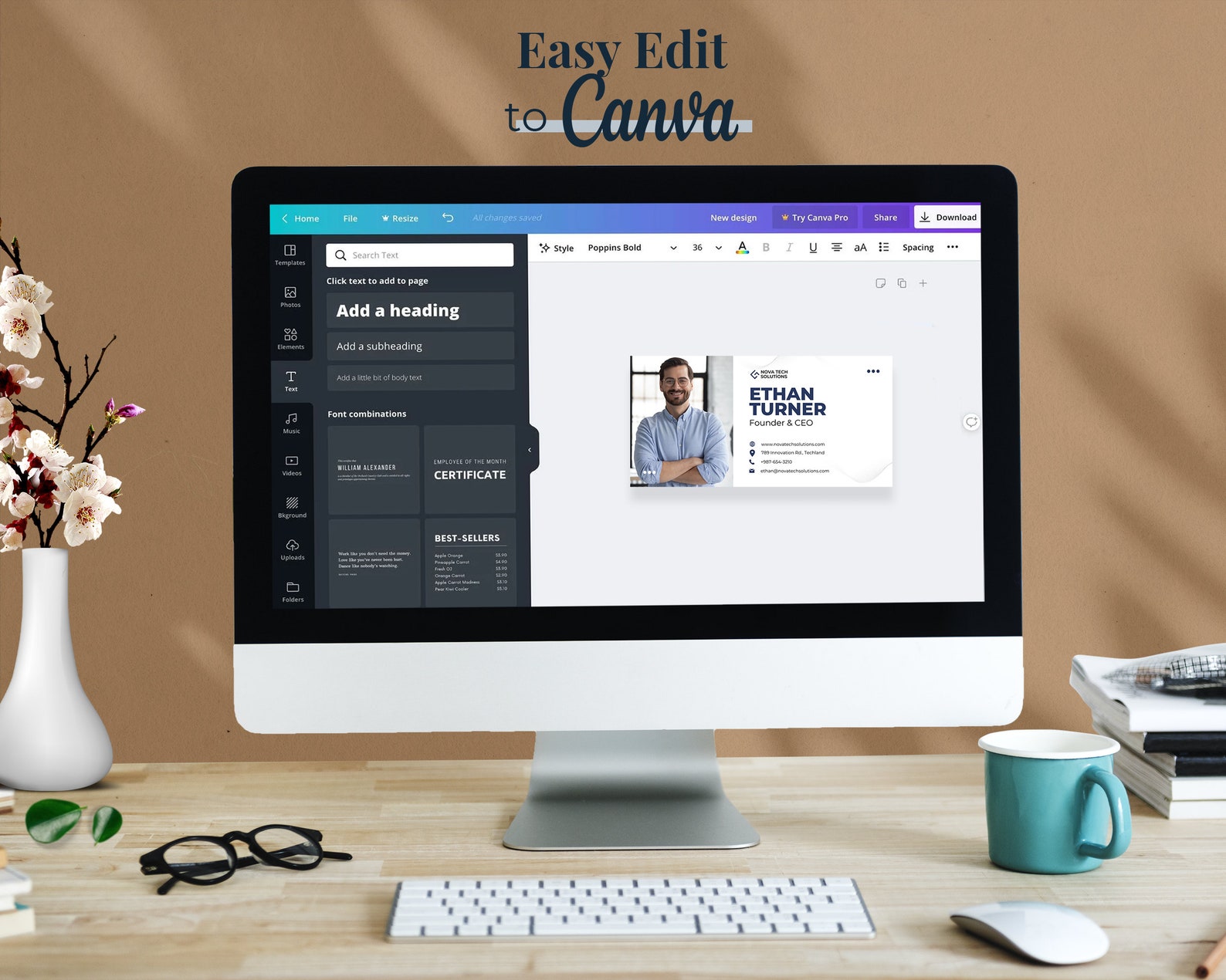 CEO Email/gmail Signature Template With Logo/photo, Editable Canva ...