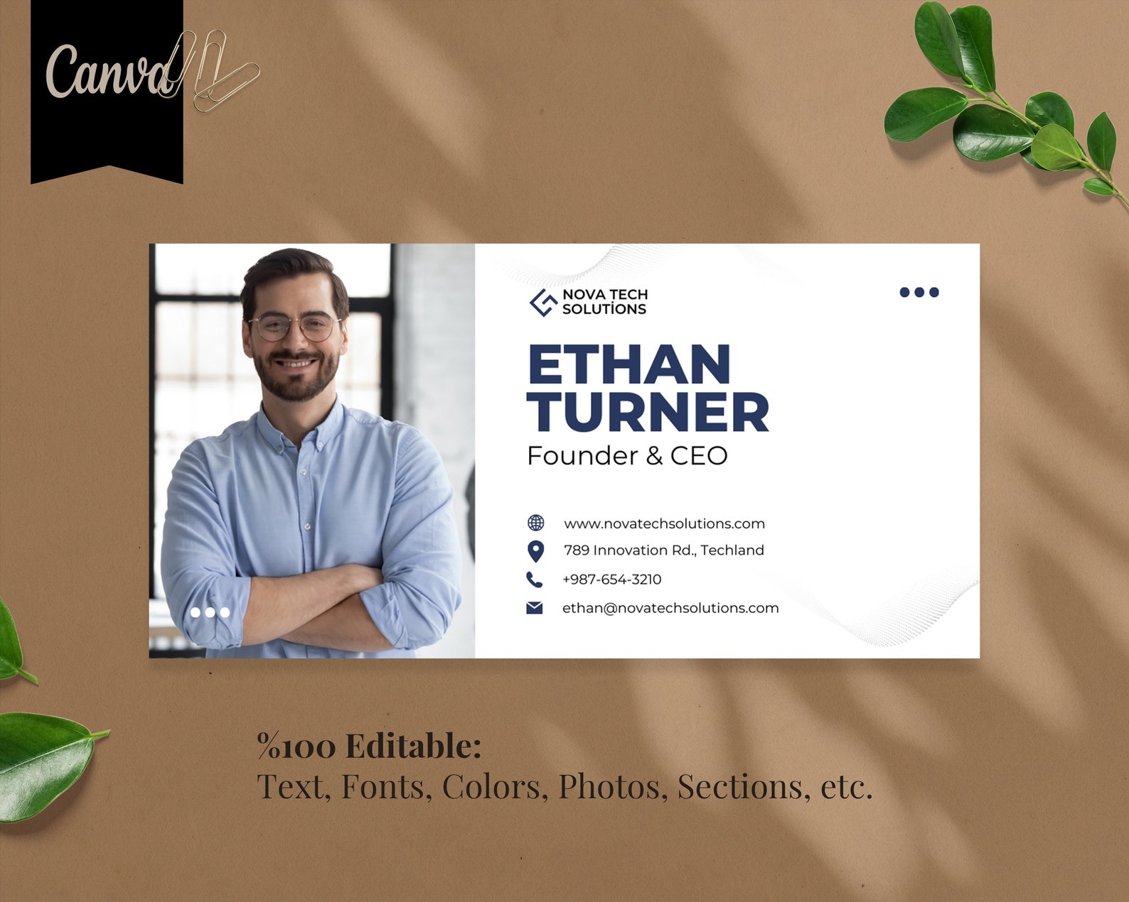 CEO Email/gmail Signature Template With Logo/photo, Editable Canva ...