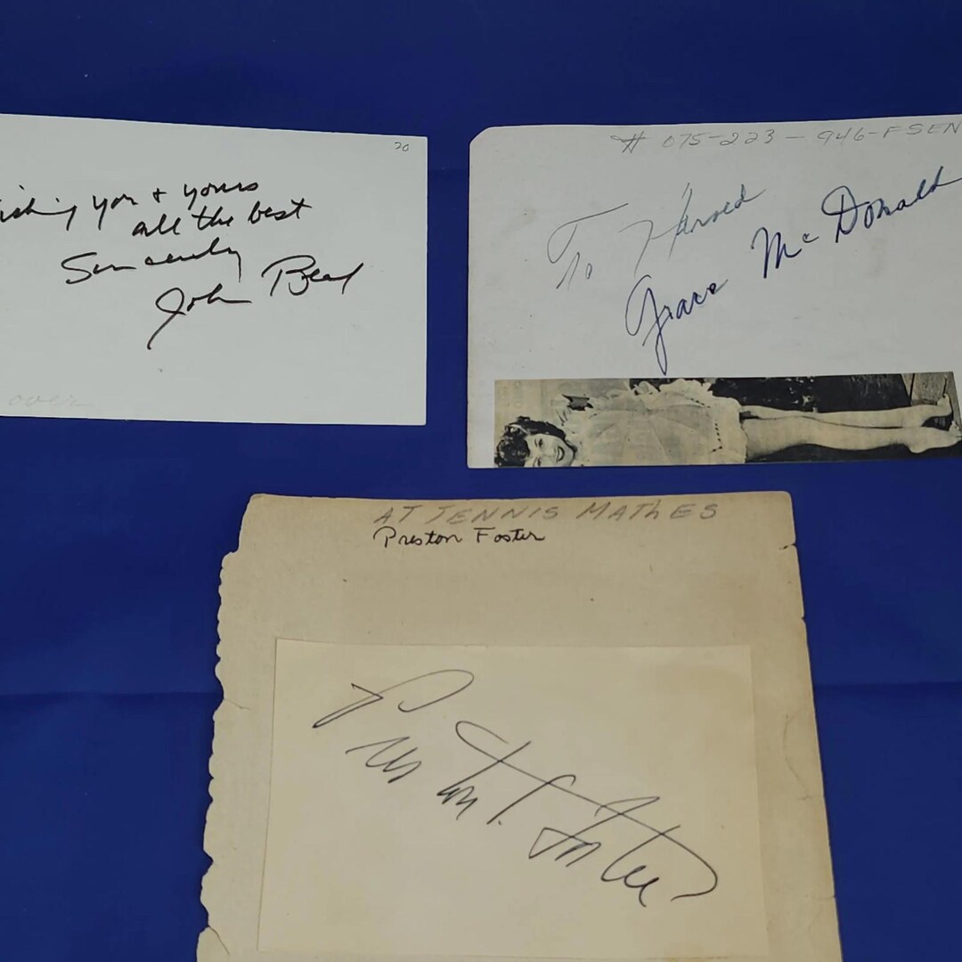Vintage Celebrity Autograph Lot Tennis Mathes Preston Foster Signed ...