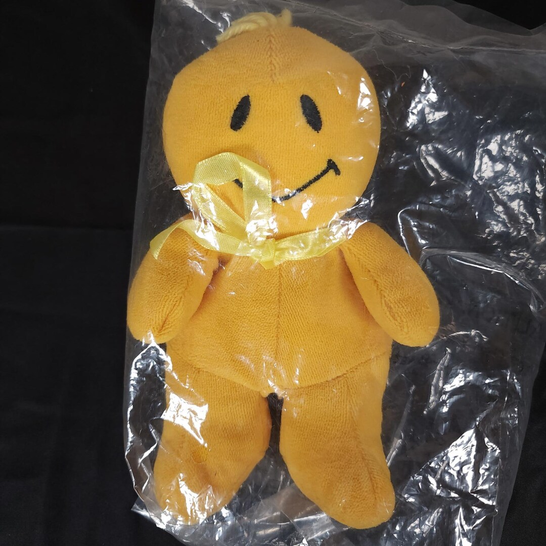 Oriental Trading Smiley Face Plush Doll Yellow 7.5” Ribbon Bow New in ...