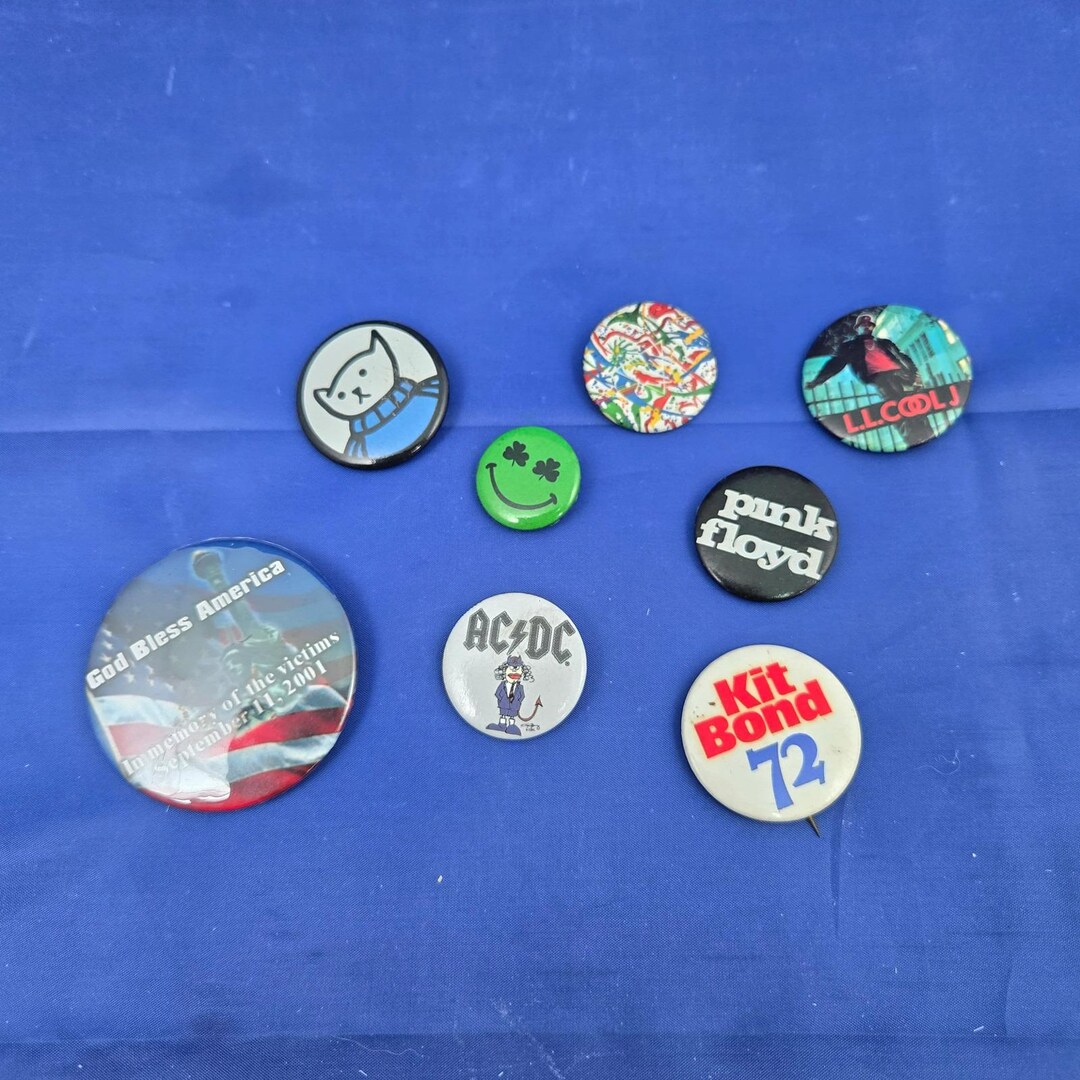 Vintage Pin Button Badge Lot AC/DC Pink Floyd LL Cool J Kit Bond 72 - Etsy