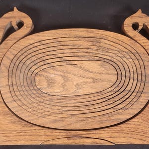 Wooden Collapsible Basket Viking Ship Style 10x7.5” Folding Fruit Bowl ...