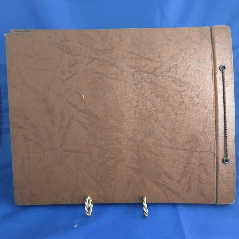 Vintage 1920s Embossed Leatherette Photo Album Black Pages Cord Tie ...