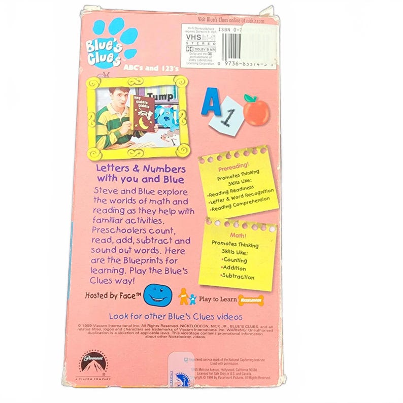 Blue's Clues: Abc's and 123's VHS - Learn With Blue! - Etsy Canada