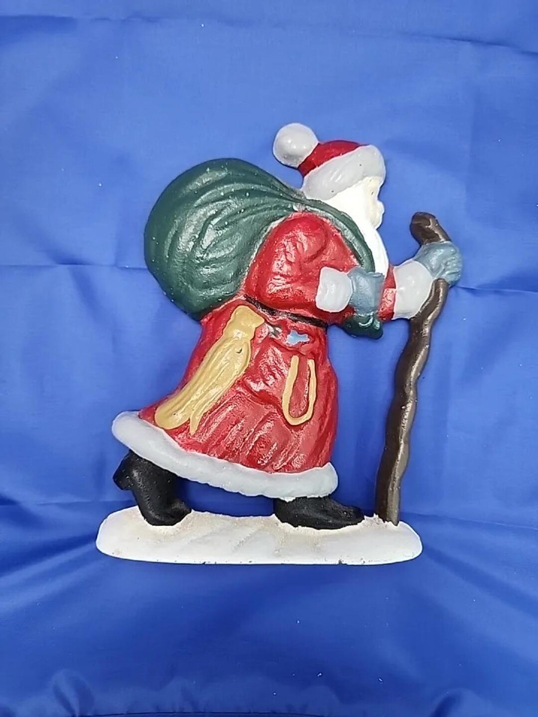 Vintage Cast Iron Santa Claus With Staff Door Stop - Etsy