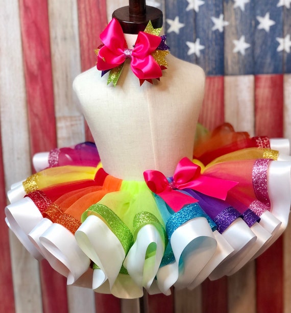 Rainbow Tutu / Rainbow Glitter Ribbon Tutu Rainbow Tutu and - Etsy
