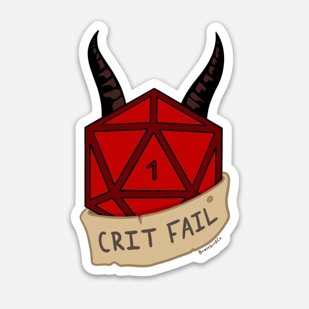 Critical Fail D20 Horns Sticker - Etsy