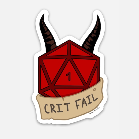Critical Fail D20 Horns Sticker - Etsy