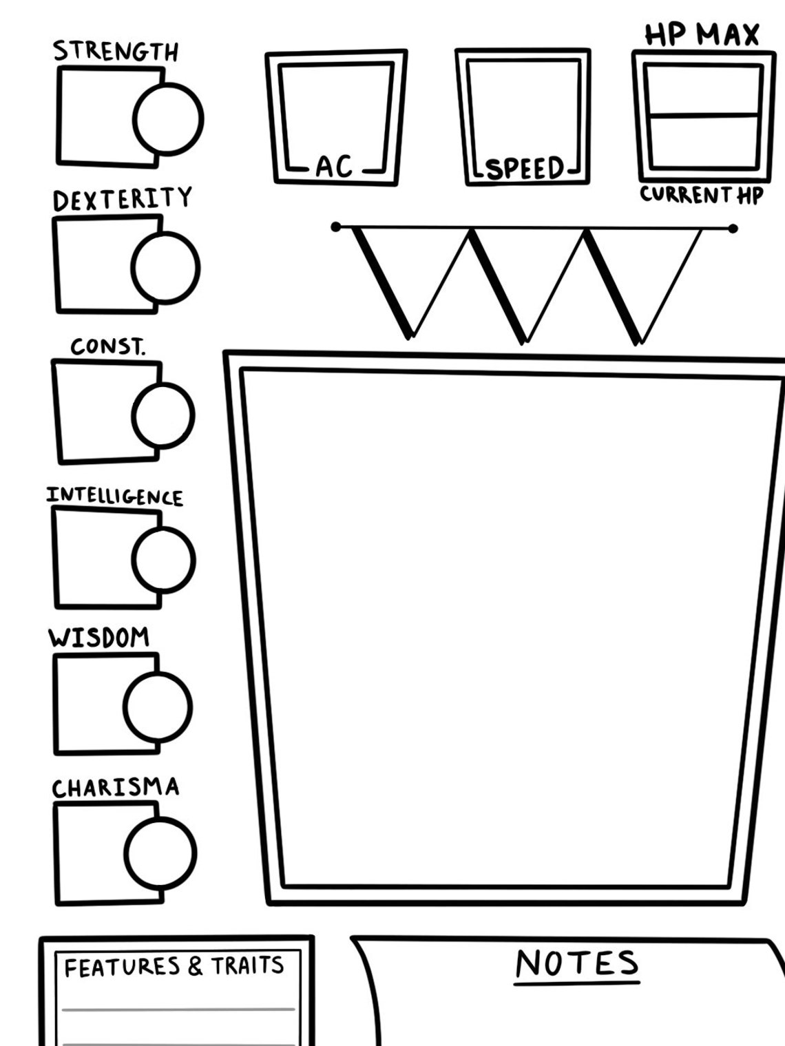Simple Bold Dnd Character Sheet Printable - Etsy
