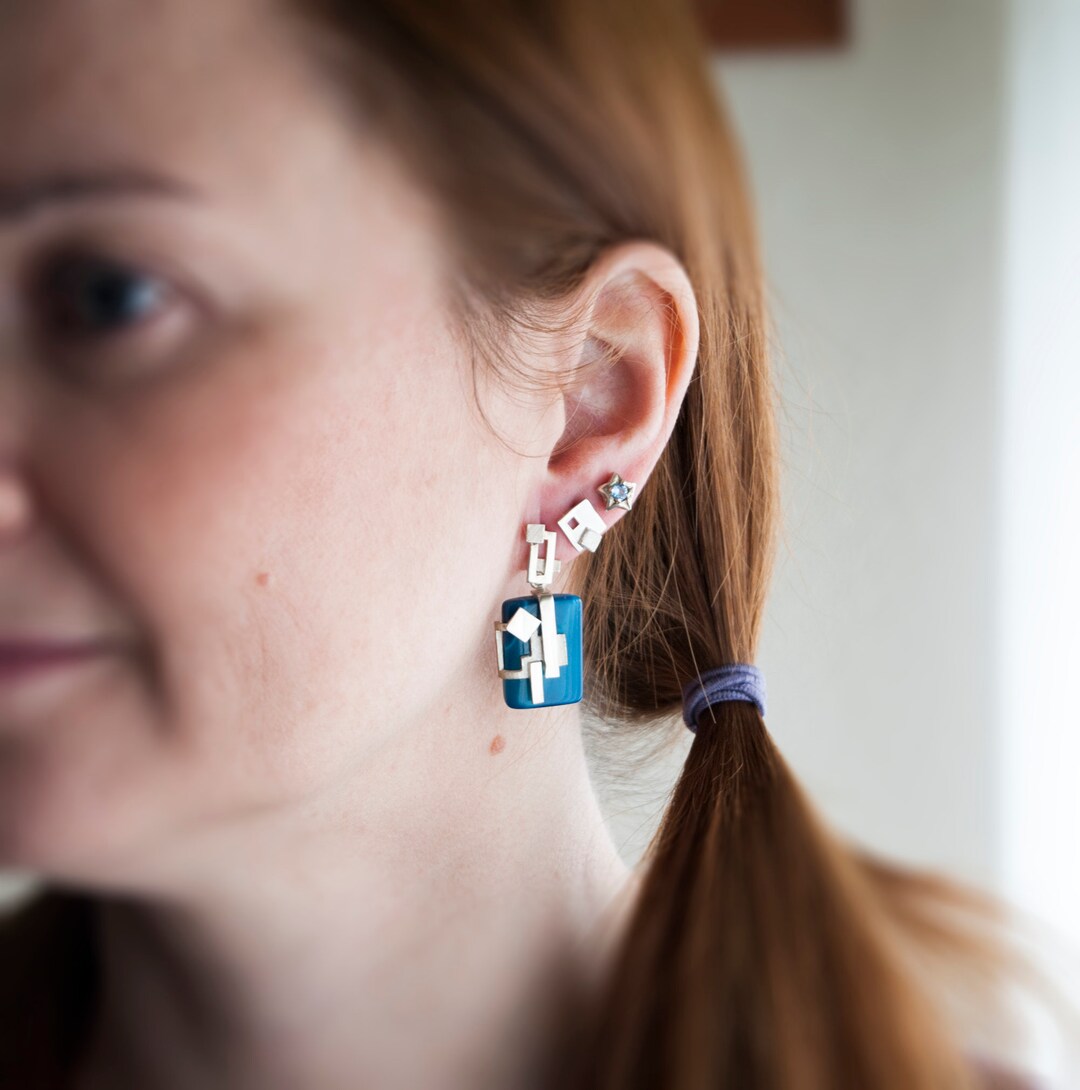 Novelty earring. Fantasy earring. Earring dangle design. Plata 925 ...