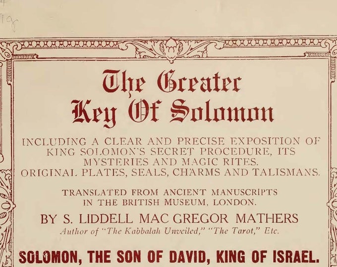 The Greater Key of Solomon Clavicula Solomonis by L. W. De Laurence ...