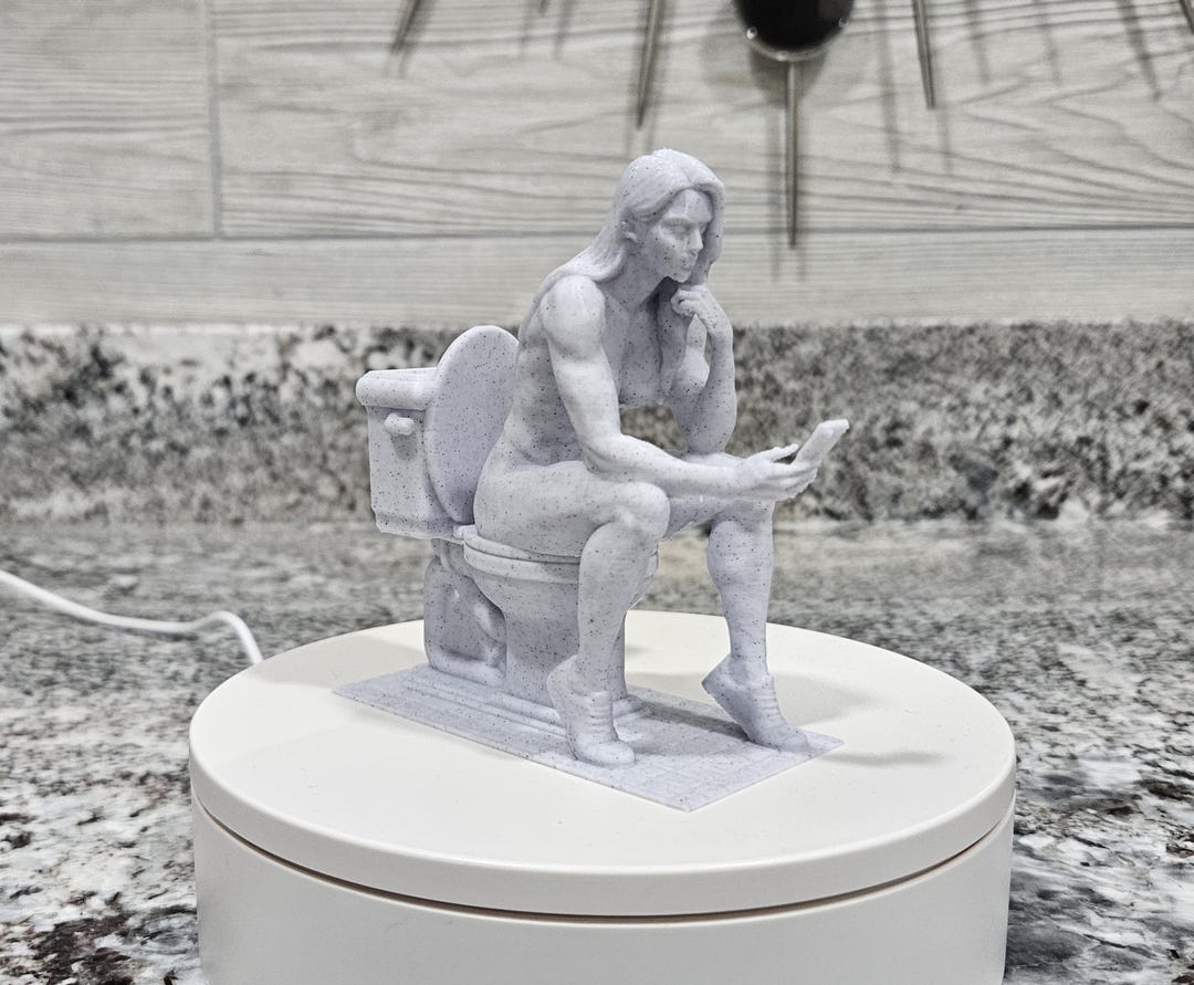 3D Printed Thinker Toilet Figurine – Funny Bathroom Desk Decor Gag Gift ...