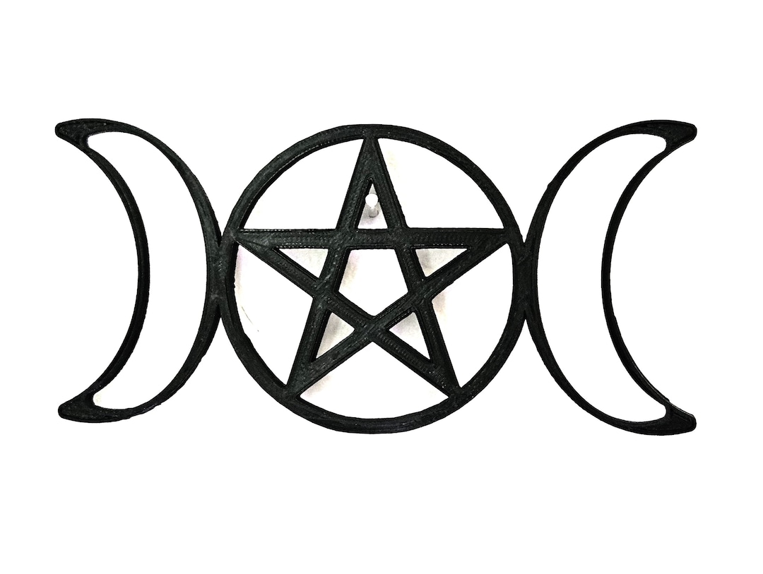 Triple Moon Pentagram Pentacle Wicca Pagan Gothic Decor Wall Art Altar ...