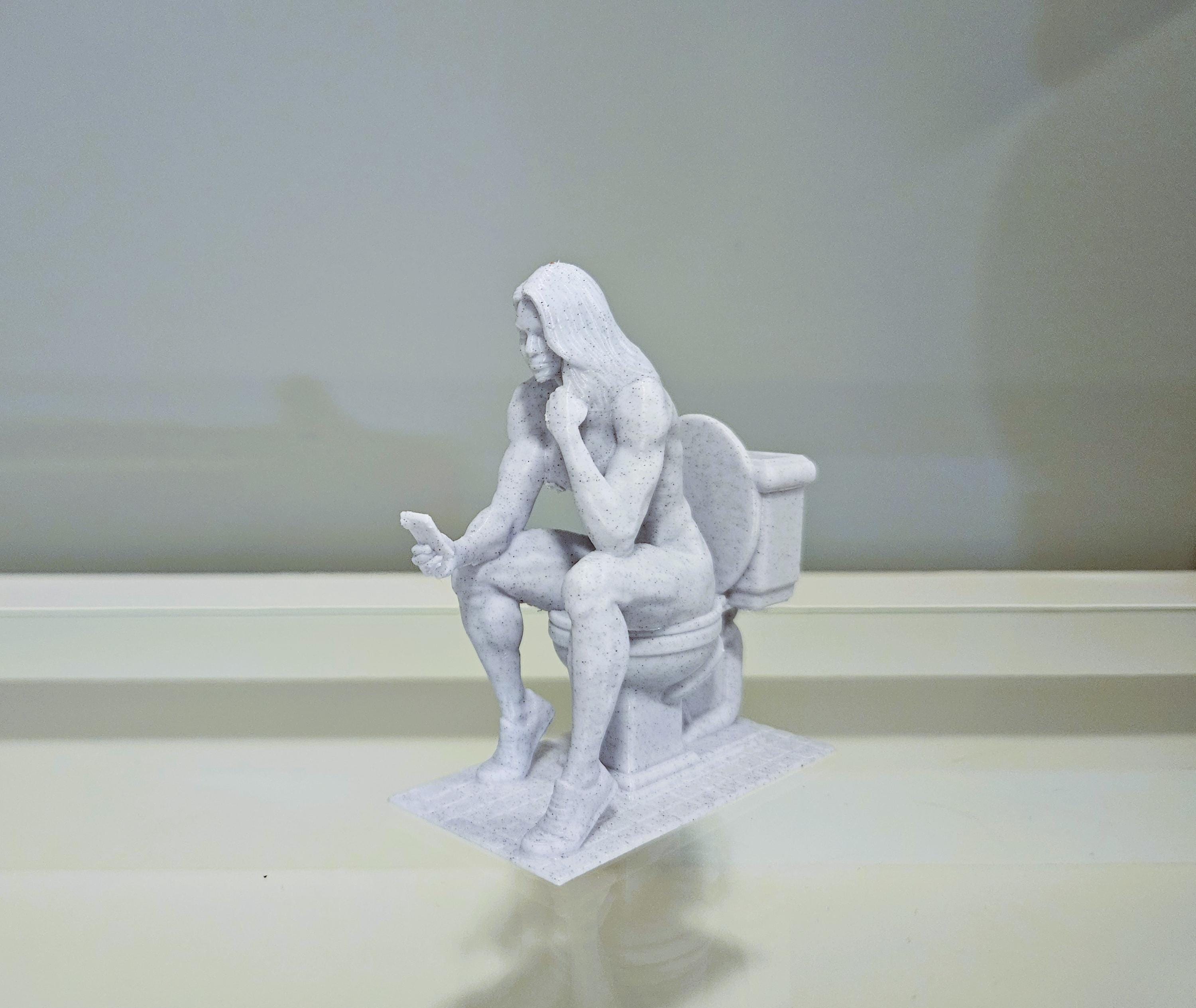3D Printed Thinker Toilet Figurine – Funny Bathroom Desk Decor Gag Gift ...
