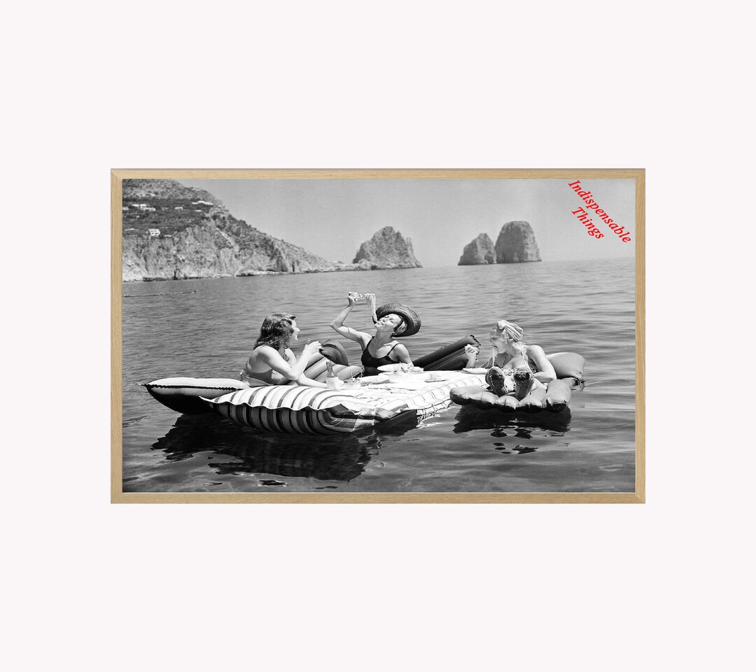 Floating Pasta Lunch in Ocean, Spaghetti Luncheon on Lake, Vintage ...
